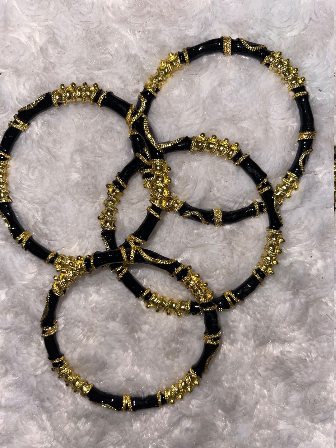 Lot 4 Large Heavy Duty Black Gold Metal Ornate O Round Circle ...