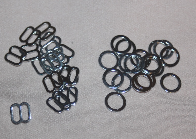 3 Dozen (36 Pieces - 18 Pair) SILVER Metal Bra Strap Adjuster Tri Glide ...