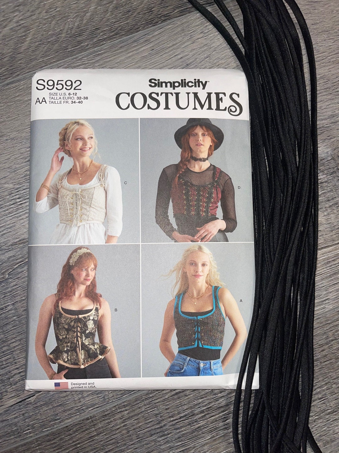 NEW UNCUT Simplicity S9592 9592 Sewing Pattern Lined Corsets No Boning ...