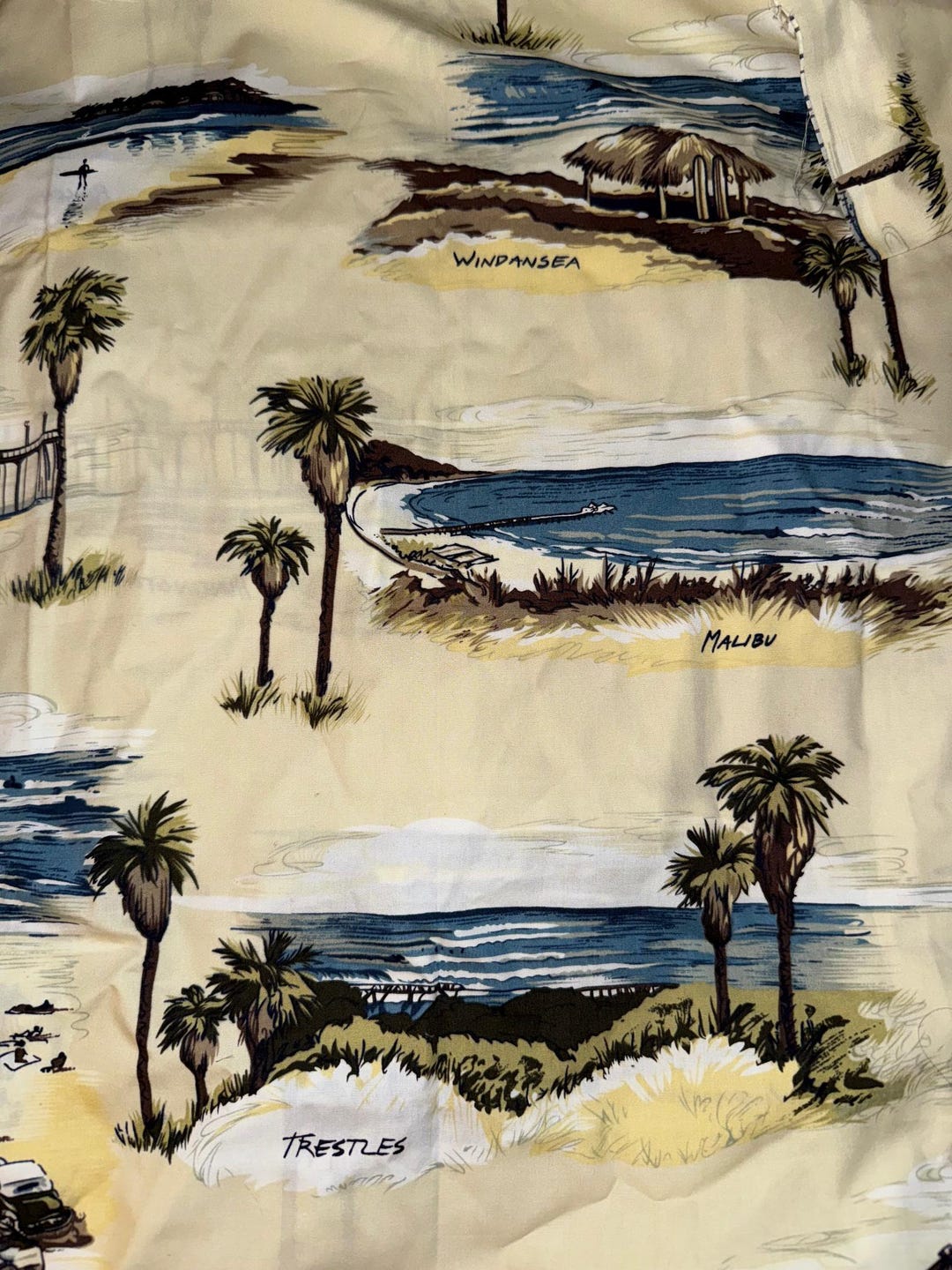 26" X 44" California Beaches Cotton Quilt Fabric Santa Cruz Huntington ...