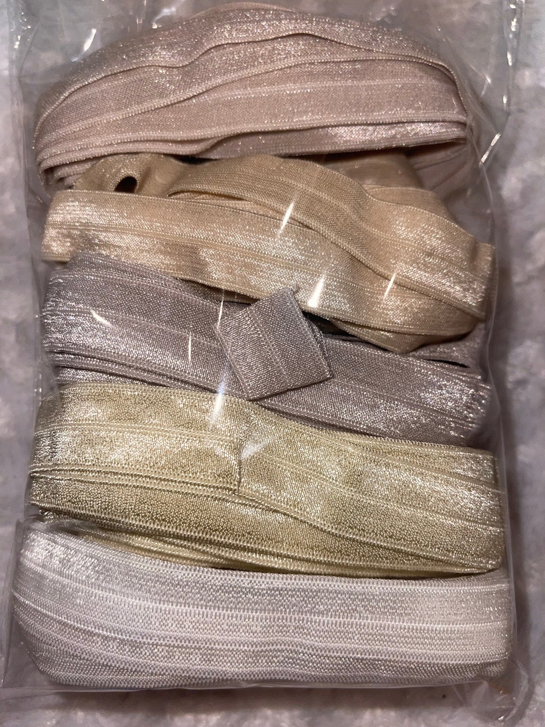 40 Yards Tan Nude Beige Ivory Cream off White Stretch FOLDOVER Elastic ...