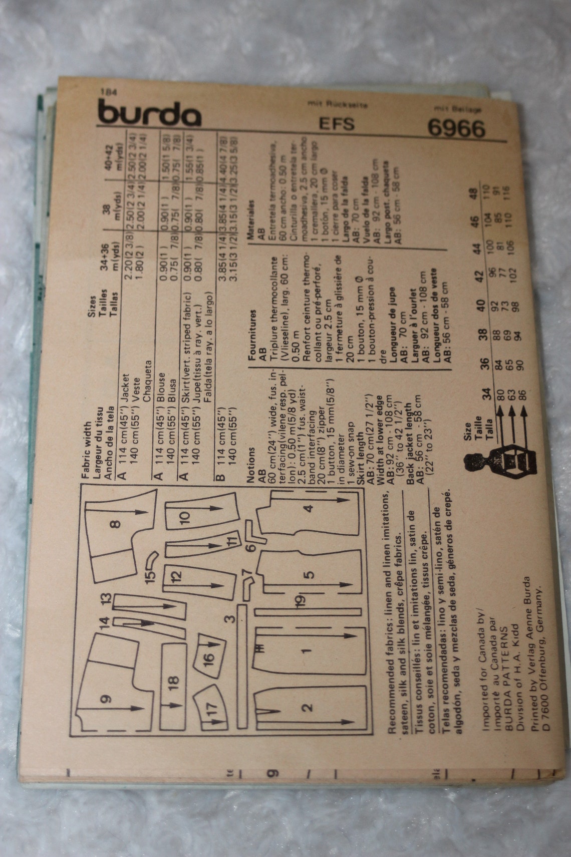 UNCUT Vintage Burda 6966 1980s Misses Blazer Skirt & Top - Etsy