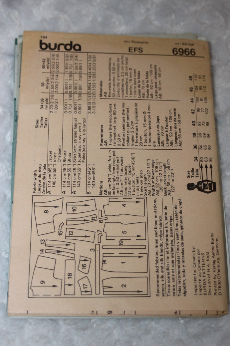 UNCUT Vintage Burda 6966 1980s Misses Blazer Skirt & Top - Etsy