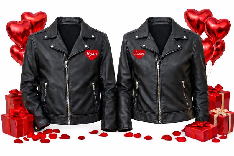Personalized Valentine Couple Leather Jackets – Matching Valentine ...