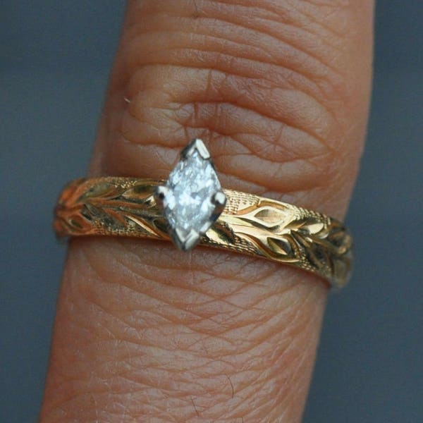 Leaf Diamond Ring - Etsy
