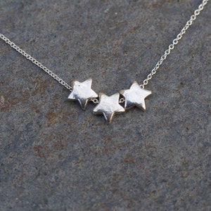 3 Stars Necklace Sterling Silver Chain With Three Silver Star Charms ...