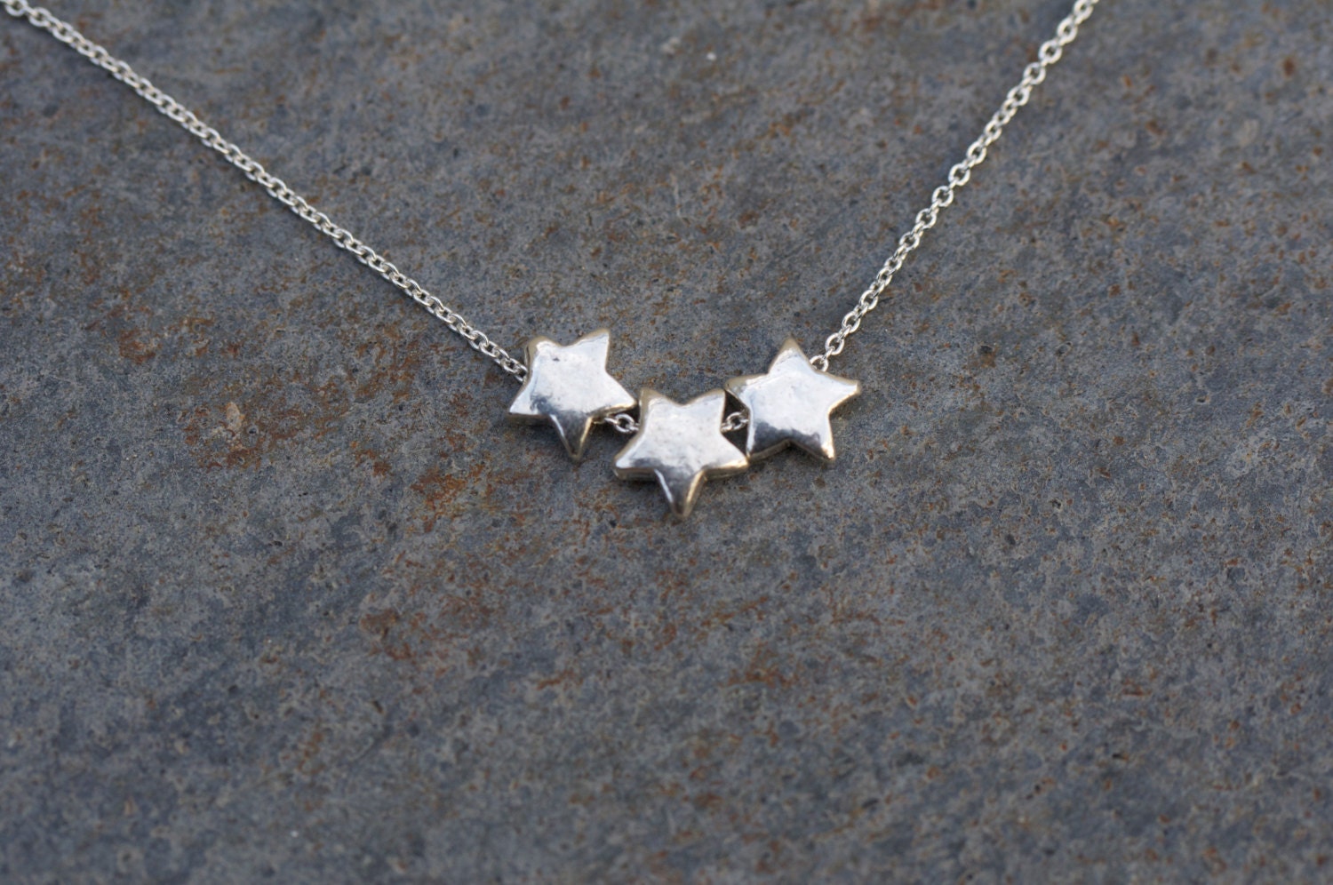 3 Stars Necklace Sterling Silver Chain With Three Silver Star Charms ...