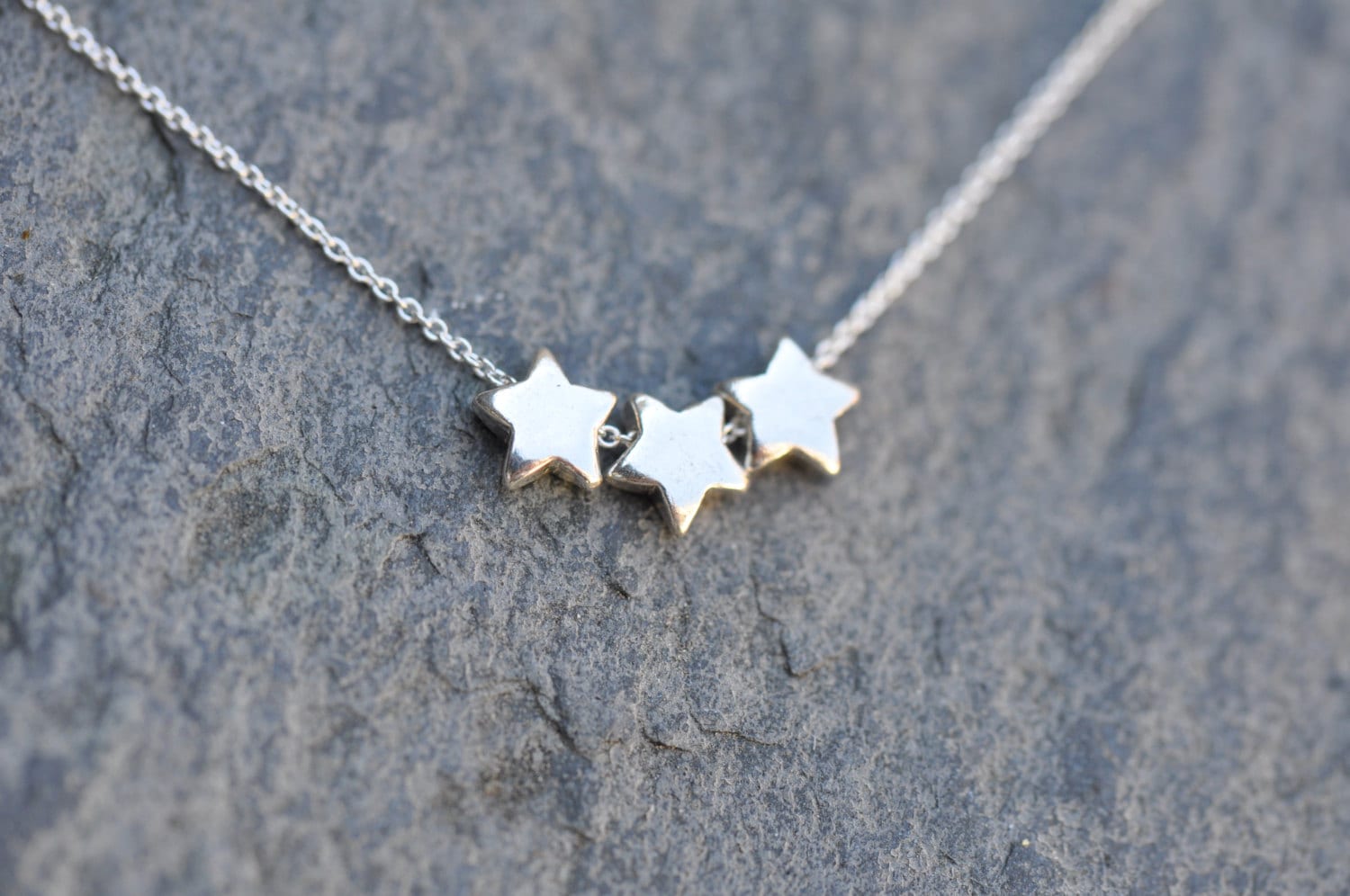 3 Stars Necklace Sterling Silver Chain With Three Silver Star Charms ...