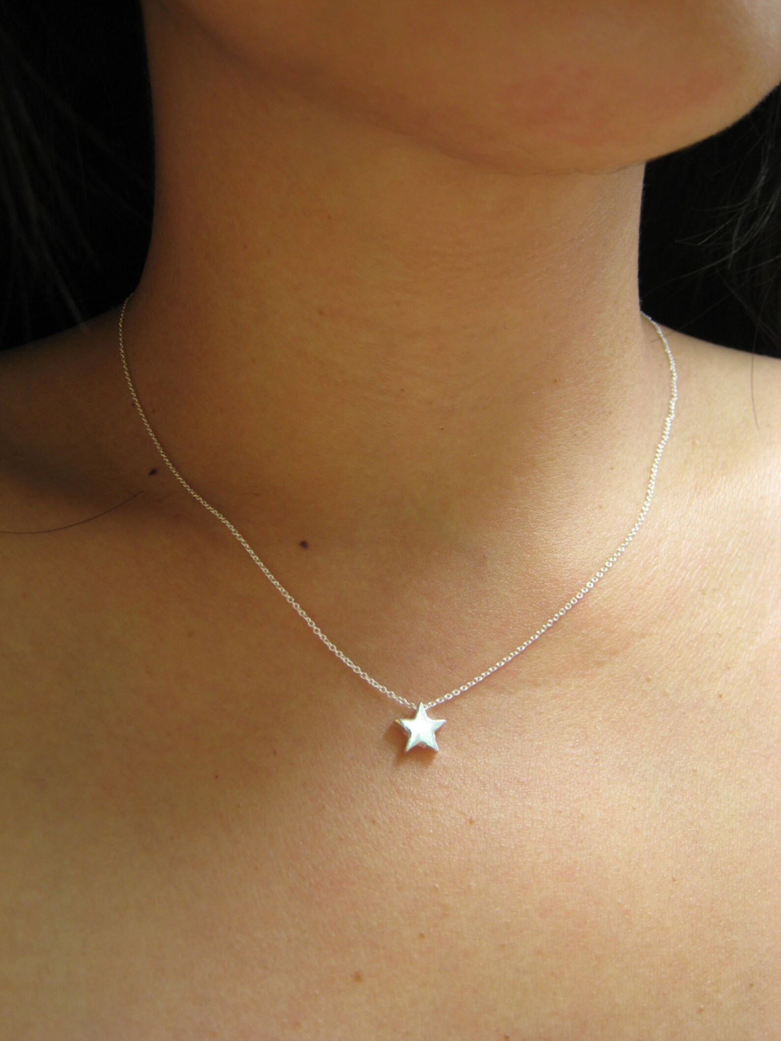 Tiny Star Charm Necklace on Delicate Sterling Silver Chain - Etsy