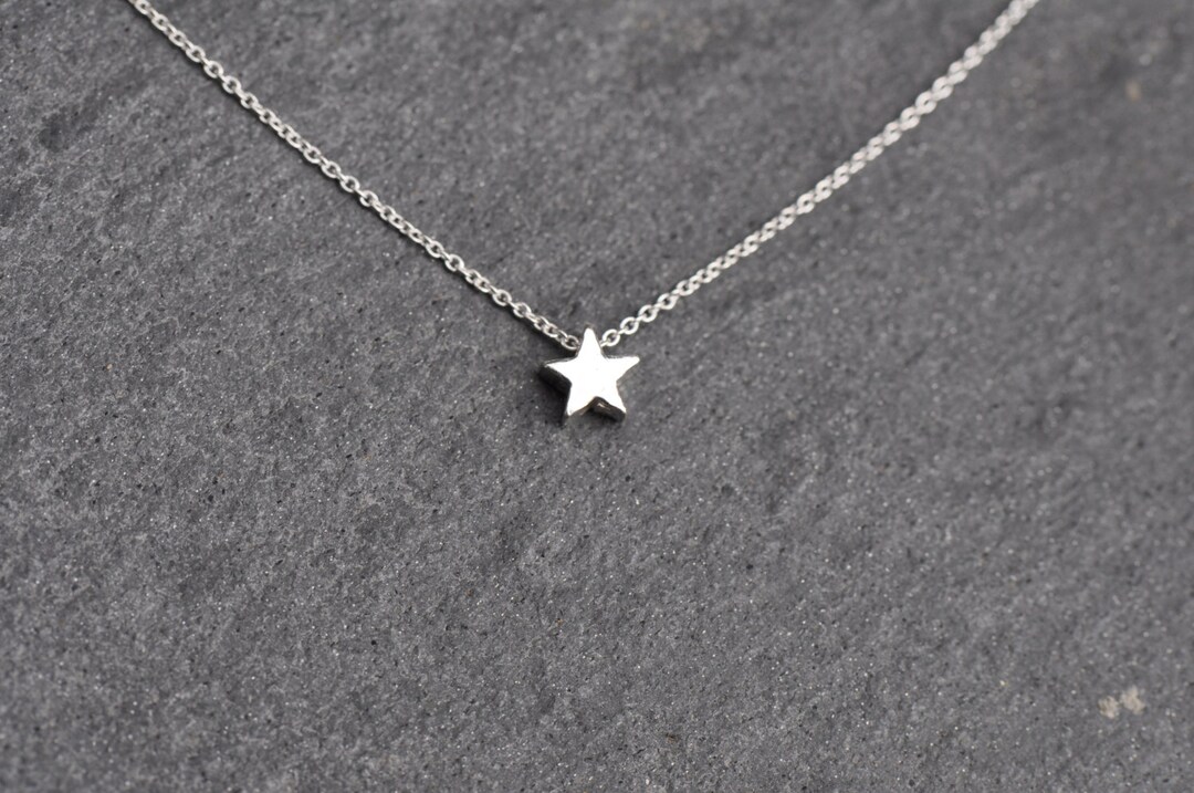 Tiny Star Charm Necklace on Delicate Sterling Silver Chain Modern ...