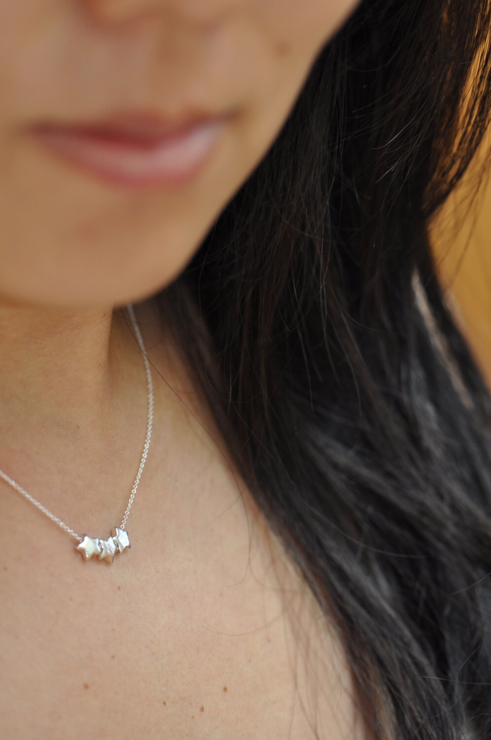 3 Stars Necklace Sterling Silver Chain With Three Silver Star Charms ...