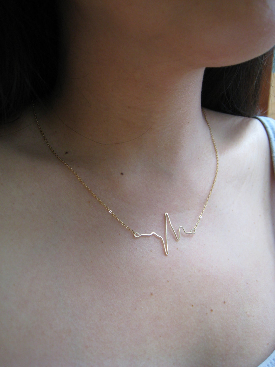 Mini Gold Custom Heart Beat Necklace Accurate Representation of ...