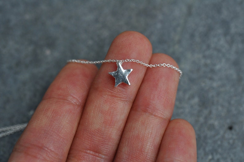 Tiny Star Charm Necklace on Delicate Sterling Silver Chain - Etsy