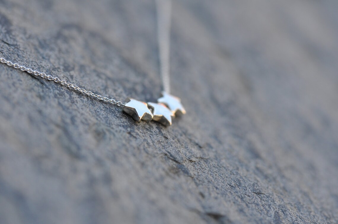 3 Stars Necklace Sterling Silver Chain With Three Silver Star Charms ...
