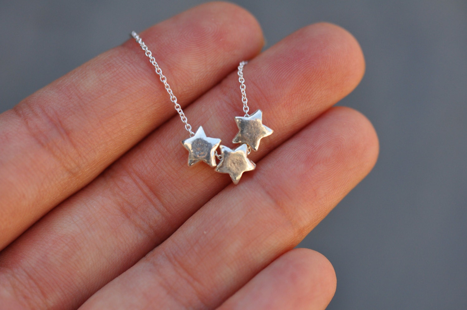 3 Stars Necklace Sterling Silver Chain With Three Silver Star Charms ...