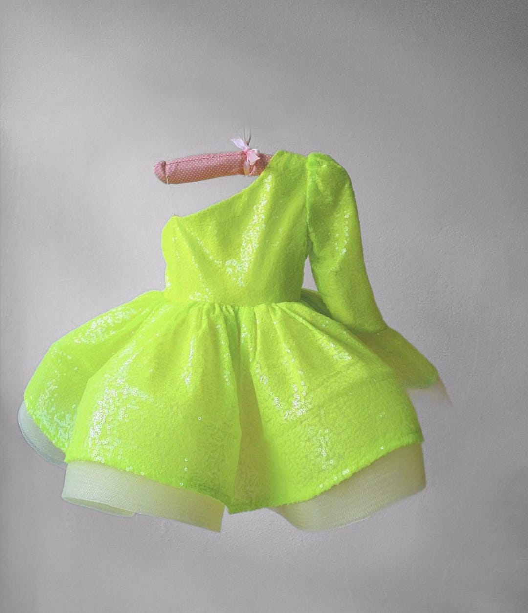 Neon Green Dress,neon Green Baby Birthday Dress,neon Green Toddler ...