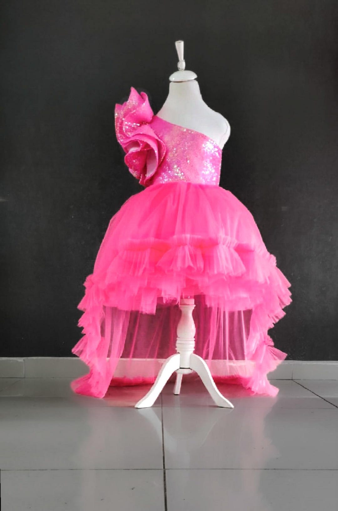 Hot Pink Train Dress,pageant Train Dress,train Birthday Dress,tail ...