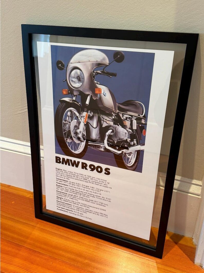 Enlarged BMW R90S Silver Smoke Motorcycle Advertisement - Large Vintage ...