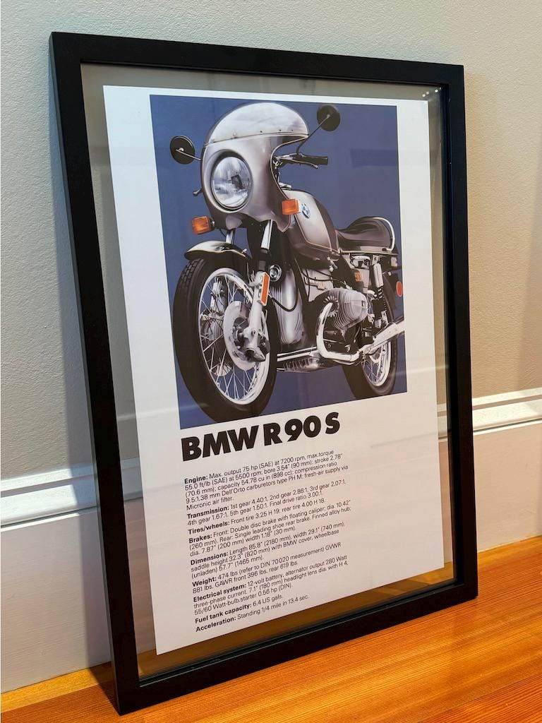 Enlarged BMW R90S Silver Smoke Motorcycle Advertisement - Large Vintage ...