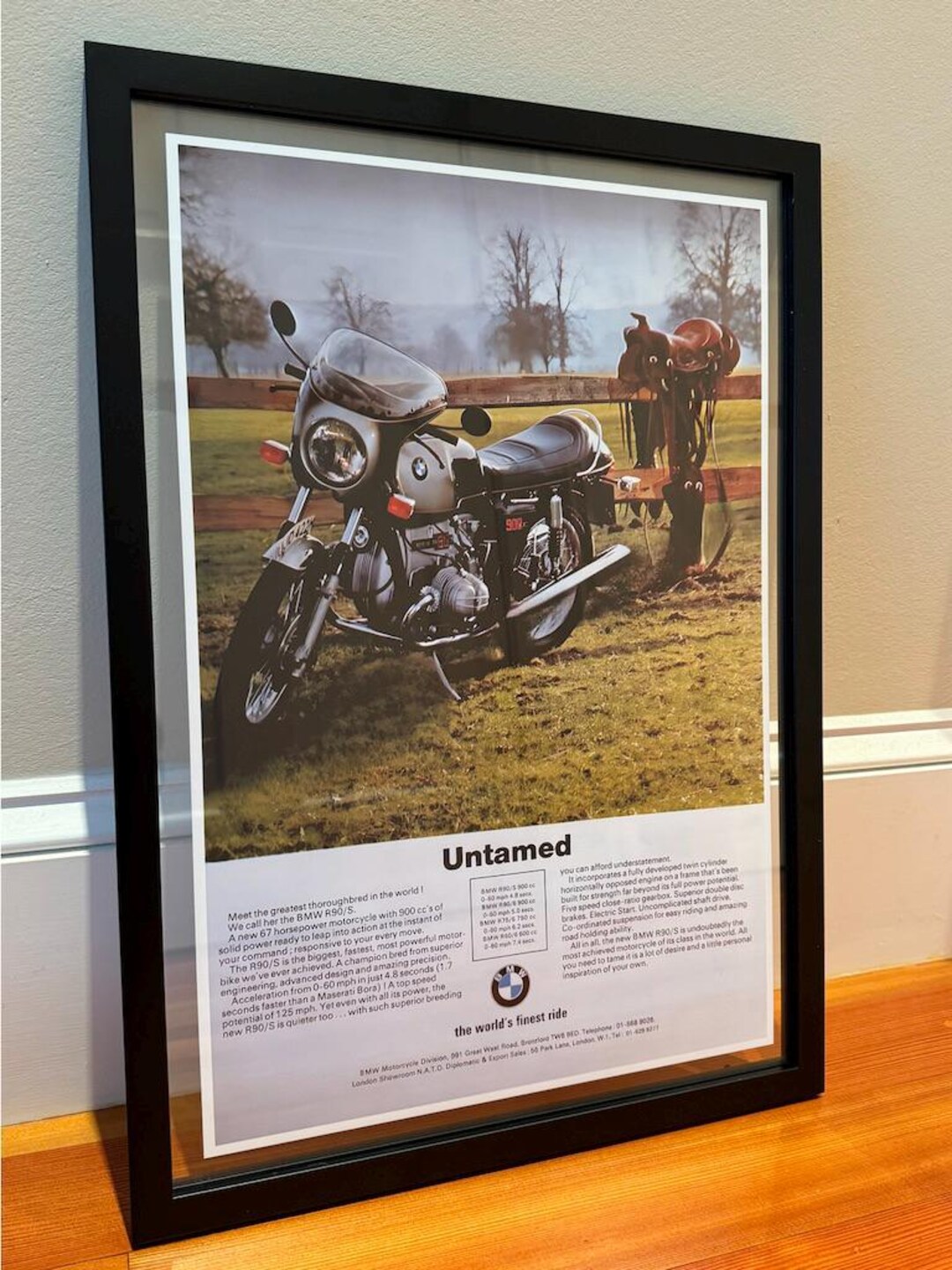 Enlarged BMW R90S Silver Smoke "untamed" Motorcycle Advertisement ...