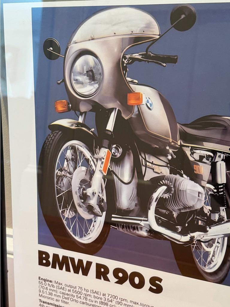 Enlarged BMW R90S Silver Smoke Motorcycle Advertisement - Large Vintage ...