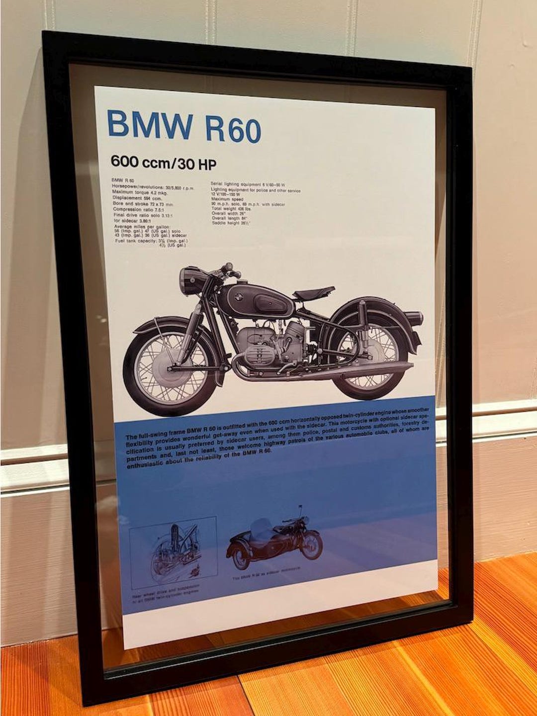 Enlarged BMW R60 R60/5 Motorcycle Advertisement - Large Vintage Wall ...