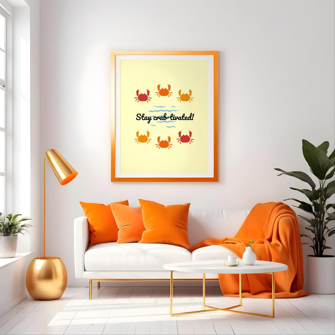 Wa Ll Stay Crab-tivated Digital Print, Cute Colorful Crab Wall Art ...