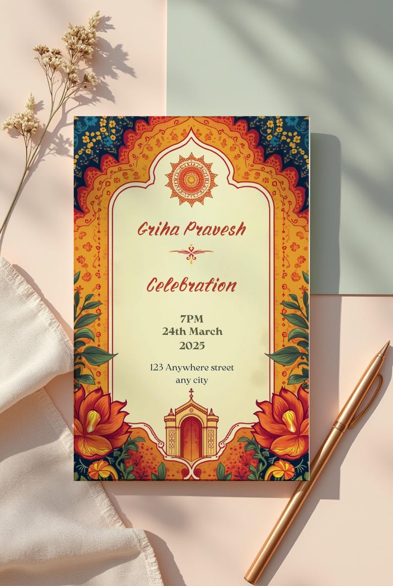 Indian Housewarming Invitation EDITABLE Griha Pravesh Celebration ...