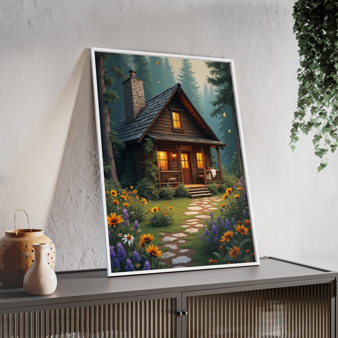 Wooden Frame Posters, Rustic Cabin Wall Art, Cozy Forest Decor, Nature ...