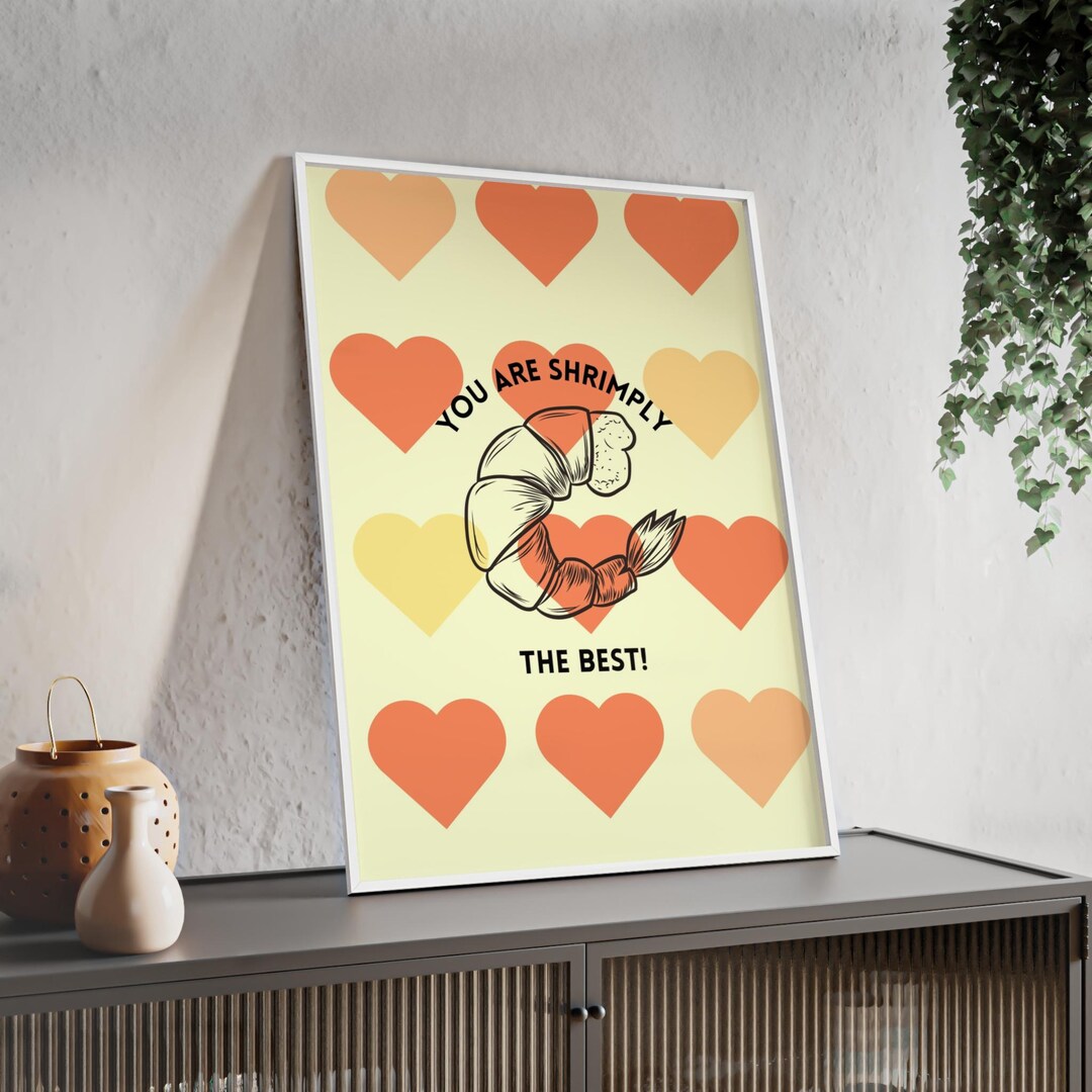 Shrimp-themed Wall Art With Frame, Fun Kitchen Decor, Seafood Lover ...