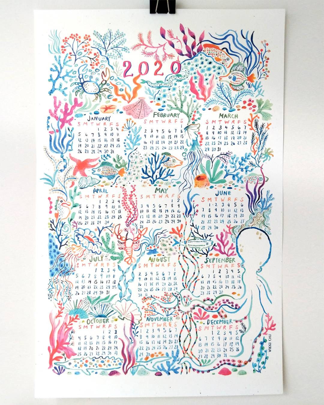 2020 Sea Life Calendar - Etsy