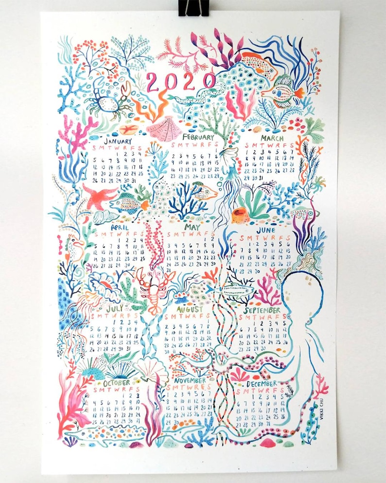 2020 Sea Life Calendar - Etsy