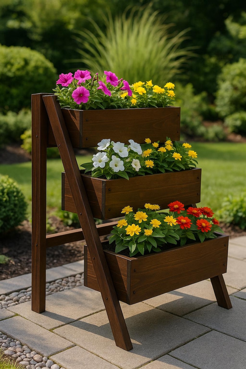 DIY 3-tier Wooden Planter Box Building Plan for Outdoor Garden ...