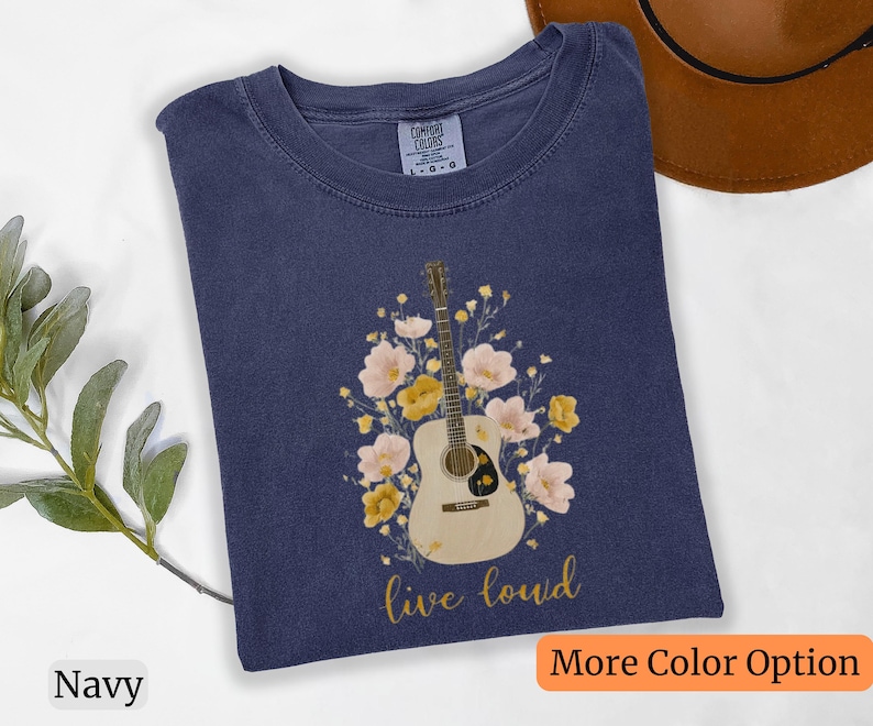 Comfort Colors Acoustic Guitar T-shirt: Boho Wildflower Graphic Tee - Etsy