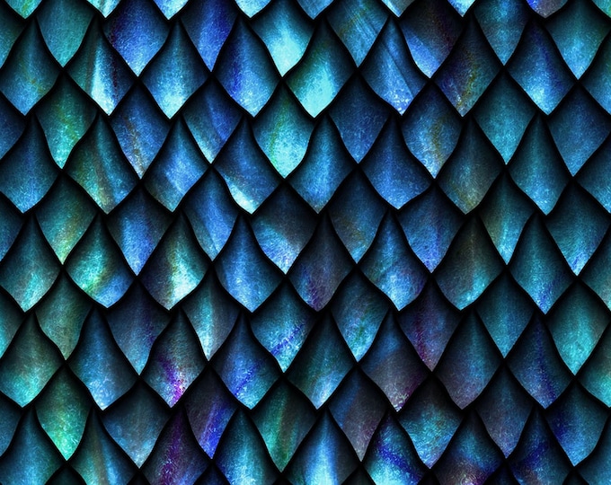 Celtic Blue Fury Dragon Scales in the Beginning Jason Yenter Half Yard ...