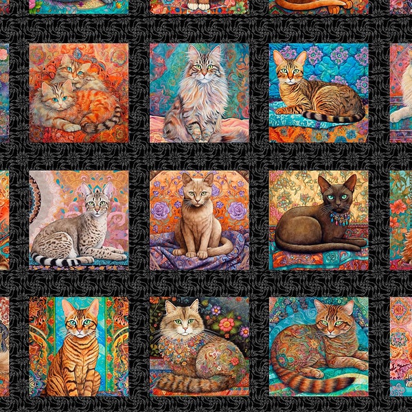 Cat Quilt Panel - Etsy