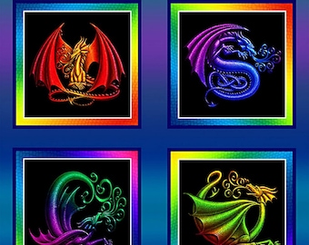 Dragon Fabric Panel | Etsy