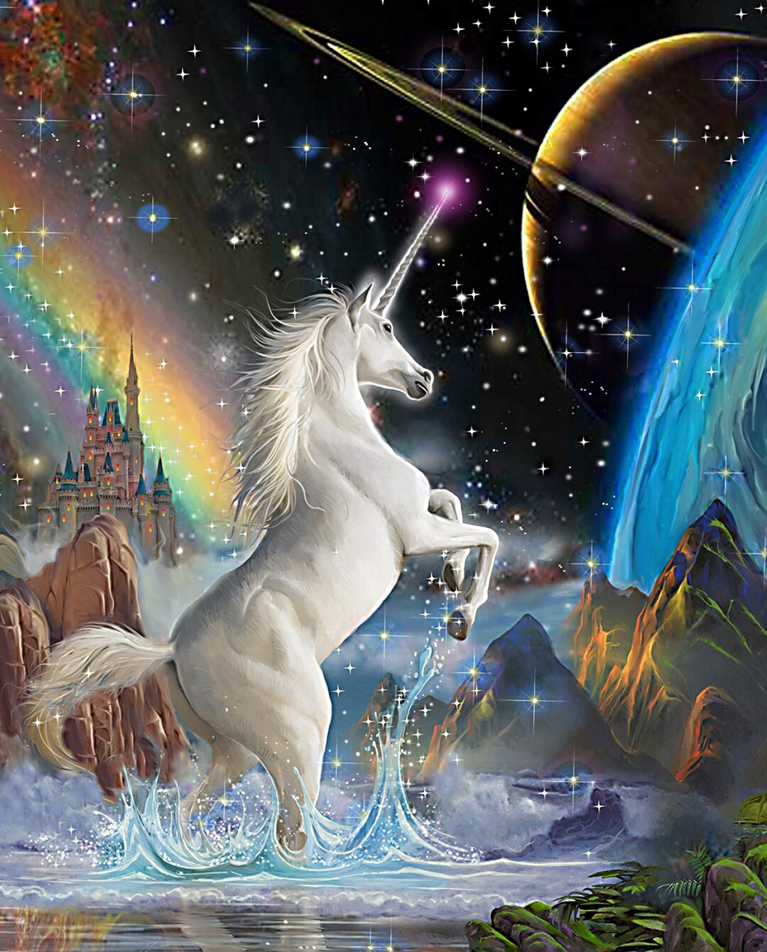 New Space Unicorn Digital Four Seasons 1 Yard Panel More Available - Etsy