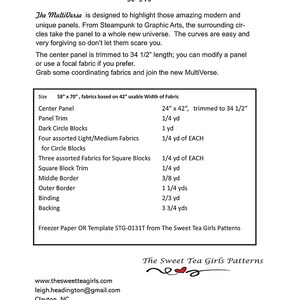 The Multiverse - the Sweet Tea Girls Pattern - Designed for 24" X 42 ...