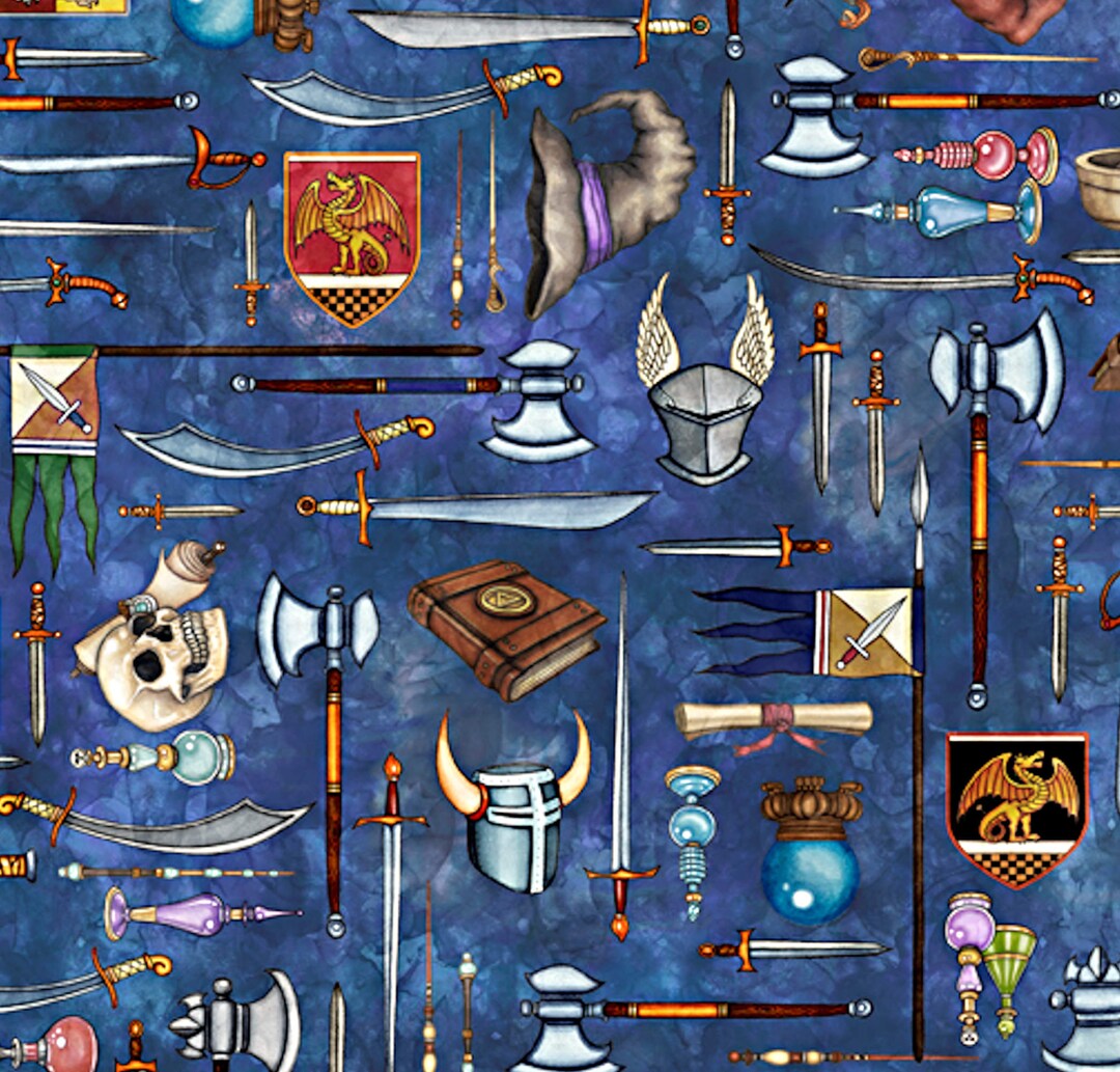 Dragon Quest & Knight Toss Blue Quilting Treasures Fat Quarter - Etsy