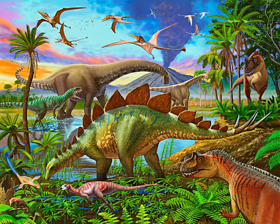 The World of Dinosaurs Digital Four Seasons 1 Yard Panel More Available ...