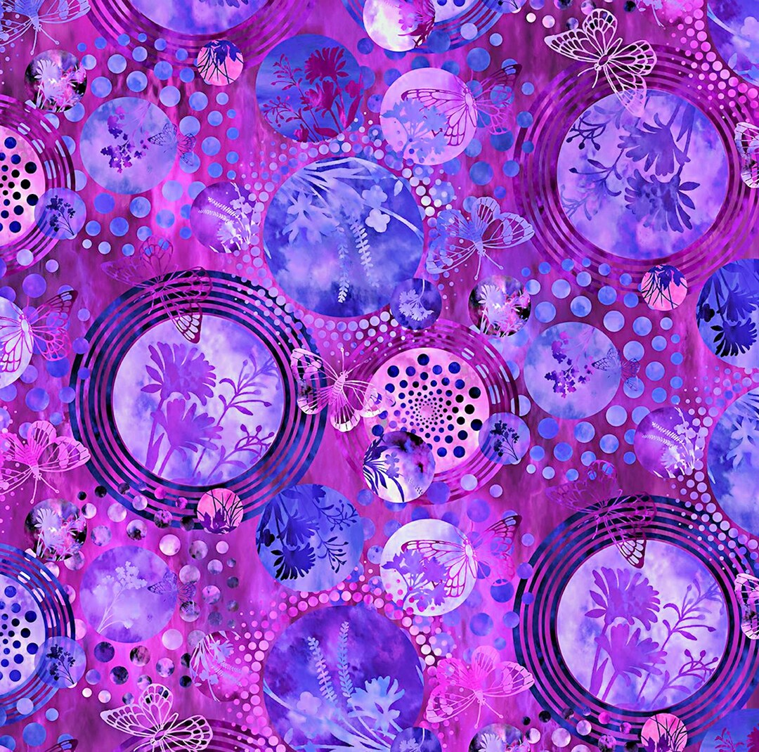 Elysian Purple Floral in the Beginning Jason Yenter 1 Yard Out of Print ...