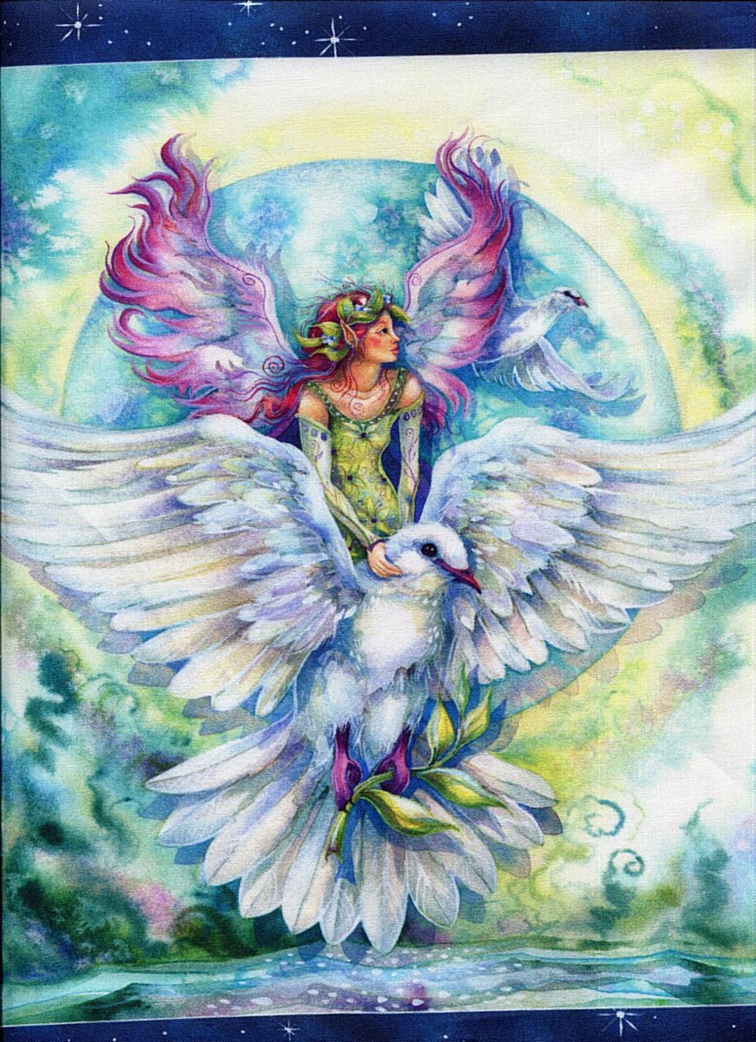 Morningmoon Fairies Garden Hummingbird Blocks Digital Robert Kaufman 1 ...