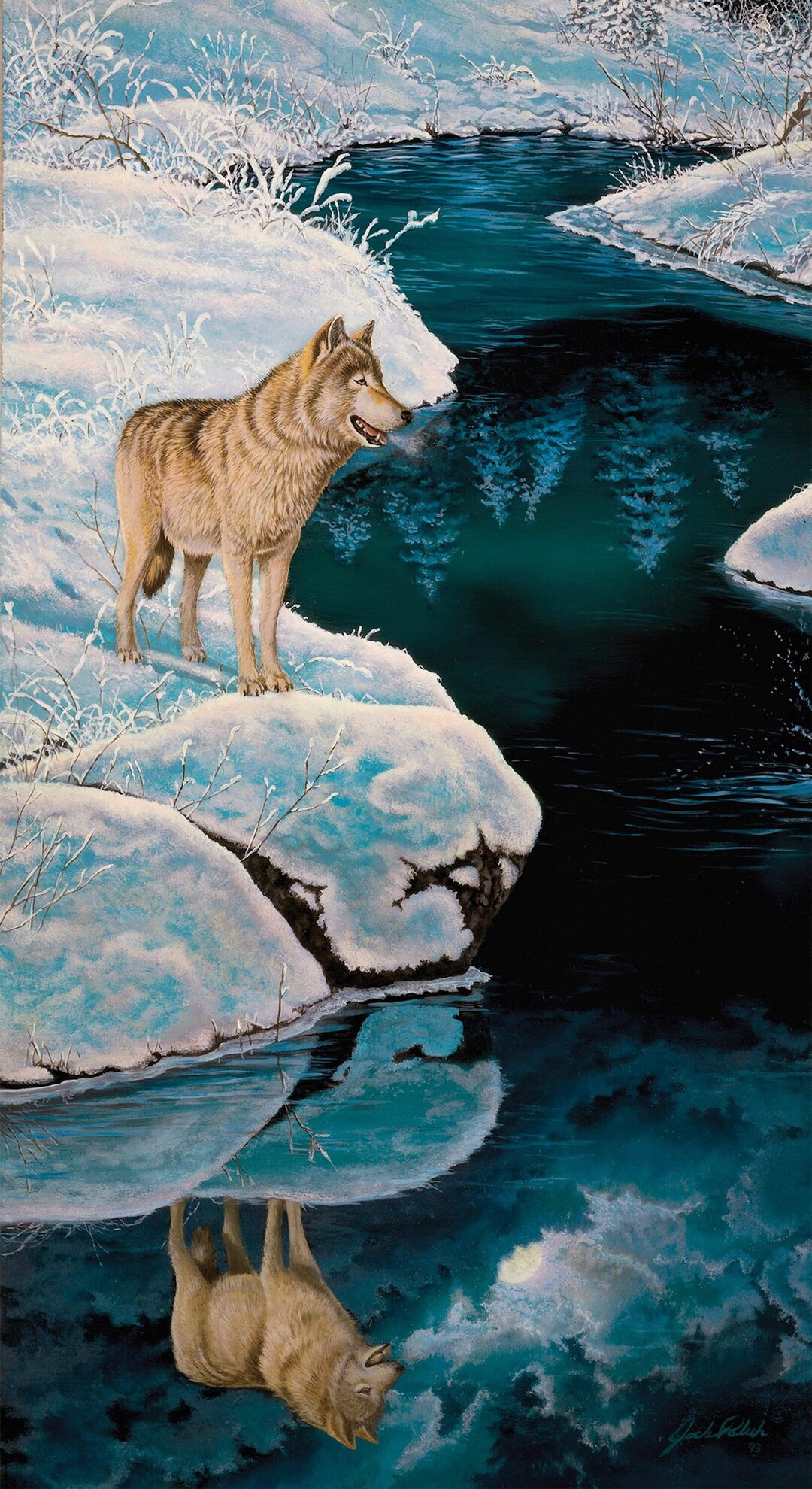 New - Wolf Quiet Reflection - Suite B - 1 Panel (24") - More Available ...