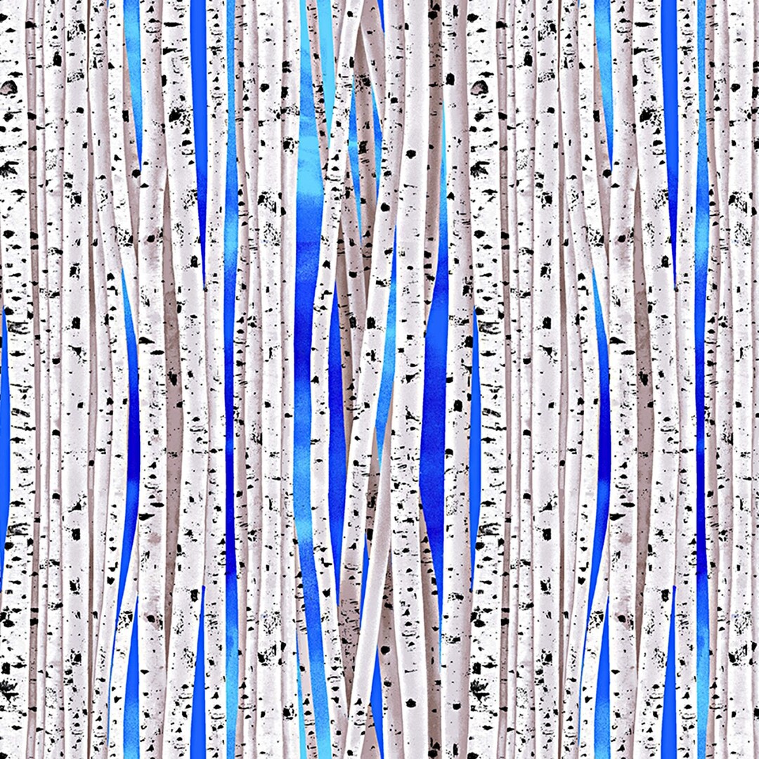 Blue Birch Trees Floral Forest Timeless Treasures Fat Quarter - Etsy