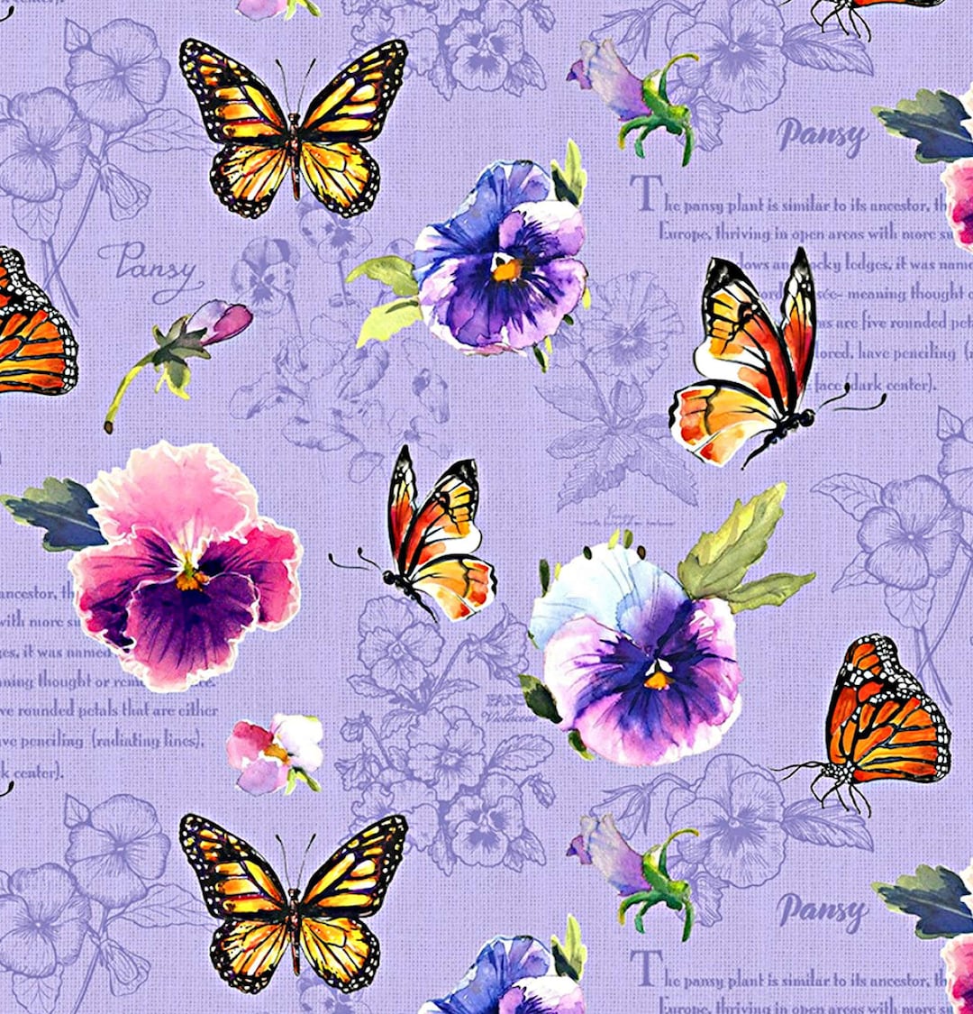 Pretty Pansies Words Allover - Print Concepts - 1 Yard - More Available ...