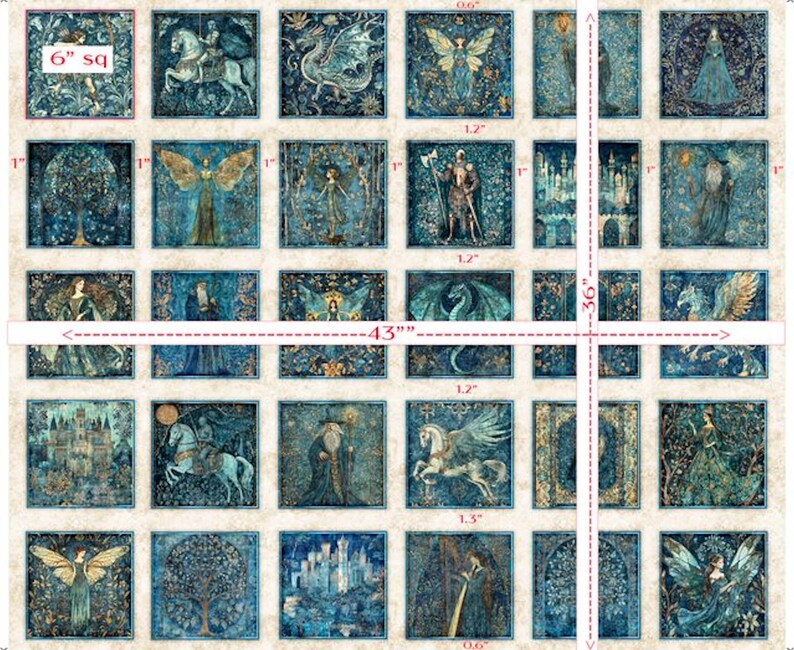 New - Folklore - Small Medieval Patches - QT Fabrics - 1 Yard Panel ...