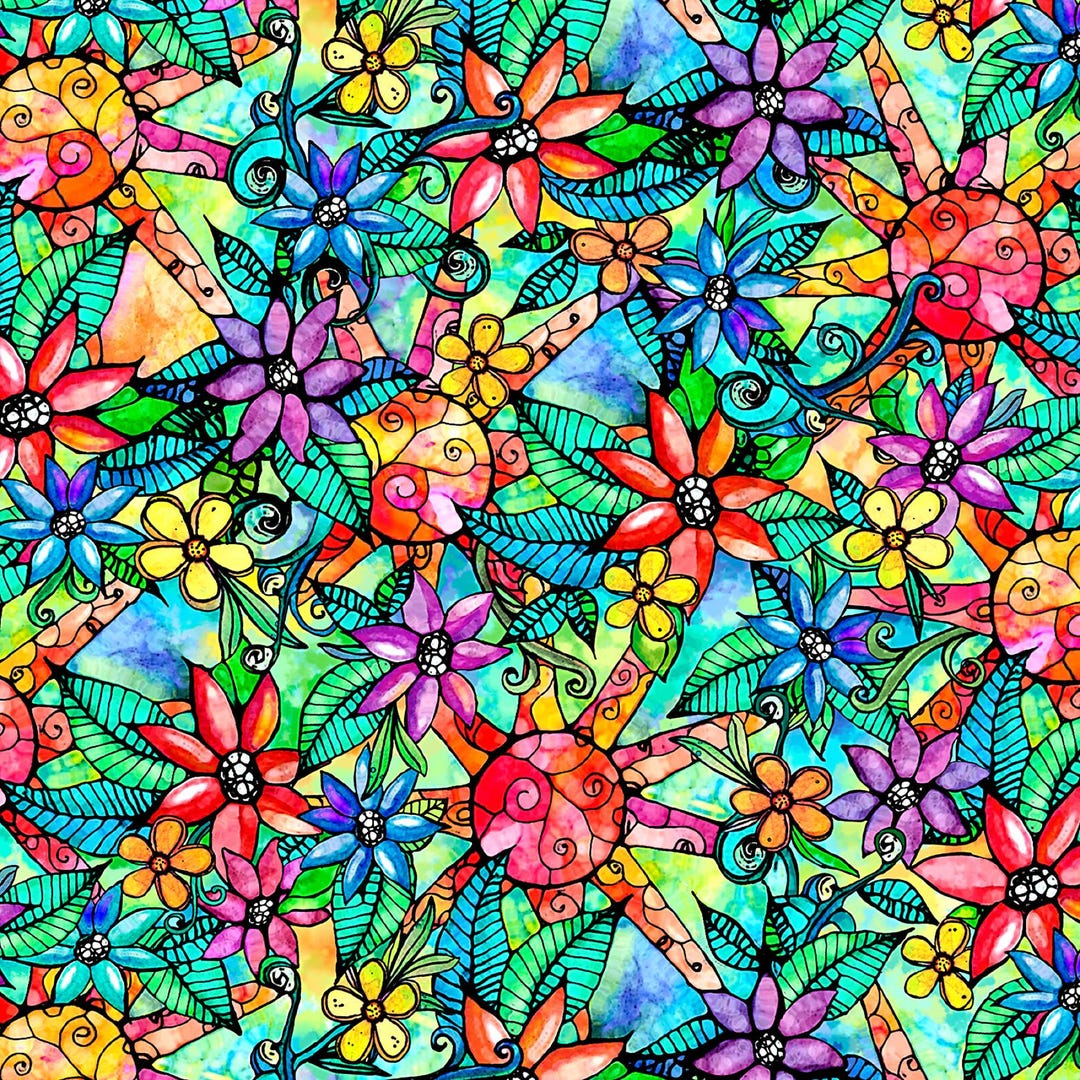 New - Flower to the Sun Stained Glass Sun Shines - P & B Textiles ...