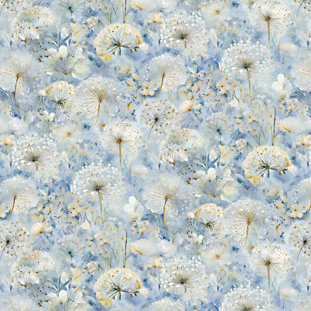 New - Sky Dandelion Field - Timeless Treasures - 1 Yard - More ...