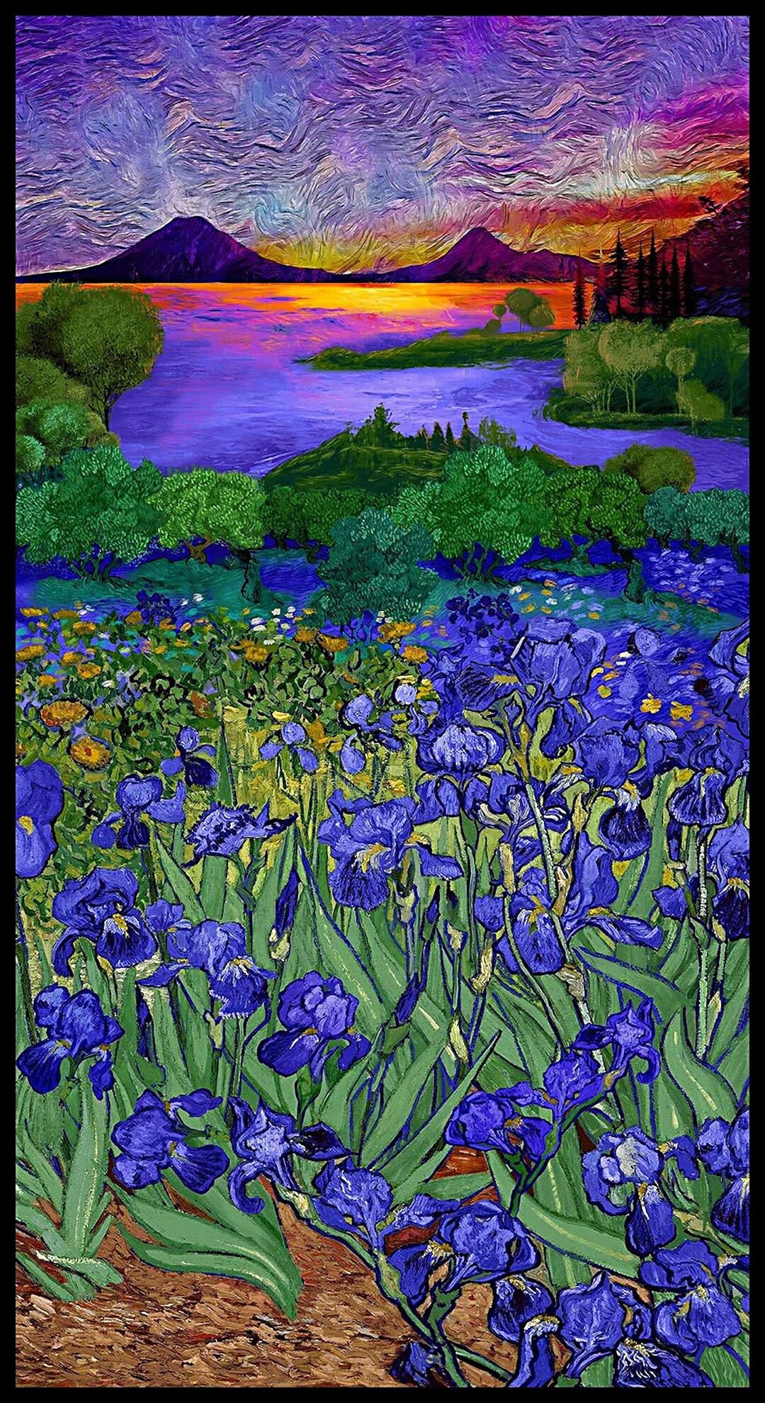 Wild Iris Landscape - Timeless Treasures - 1" Short Panel (23") - Etsy